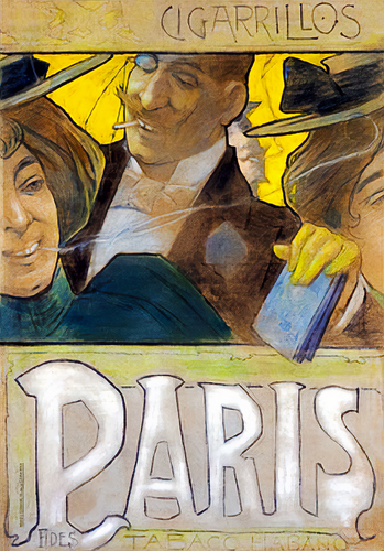 Vintage Paris Cigarillos French Art Nouveau Smoking Poster Wall Art ...