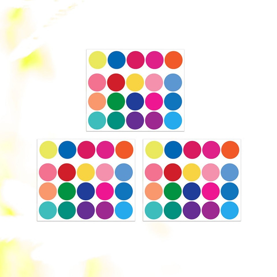 3 Pcs Reusable Stickers Coloured Dot Creative Wall Decals Children's ...