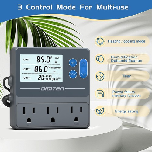 Digital Temperature Humidity Controller Pre-Wired Outlets for Mushroom ...