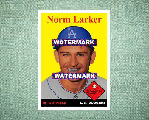 Norm Larker Los Angeles Dodgers 1958 Style Custom Baseball Art Card | eBay