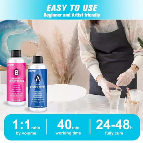 Epoxy Resin Kit 16Oz. Self-Leveling Crystal Clear & Bubble-Free Epoxy Resin NEW 7445031362360| eBay