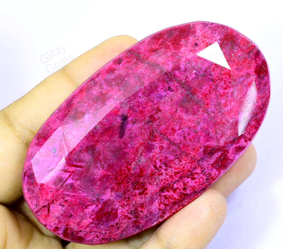730 Ct Natural Huge Blood Red Ruby Excellent Oval Certified Loose ...