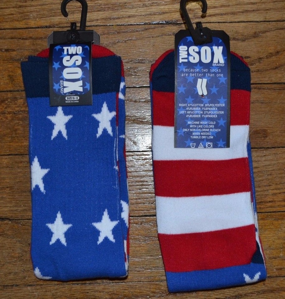 Mens Crew Socks by Two Sox Brand USA American Flag Eagle NYC Statue of ...