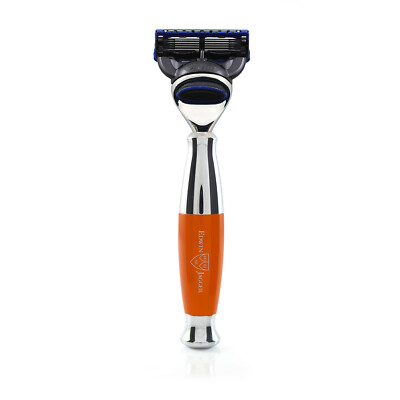 Edwin Jagger - Orange and Chrome Razor in Box sold with Fusion Proglide ...