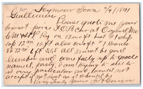 1890 Wilcox & Montgomery Dealers in Lumber Greene IA Clinton IA ...