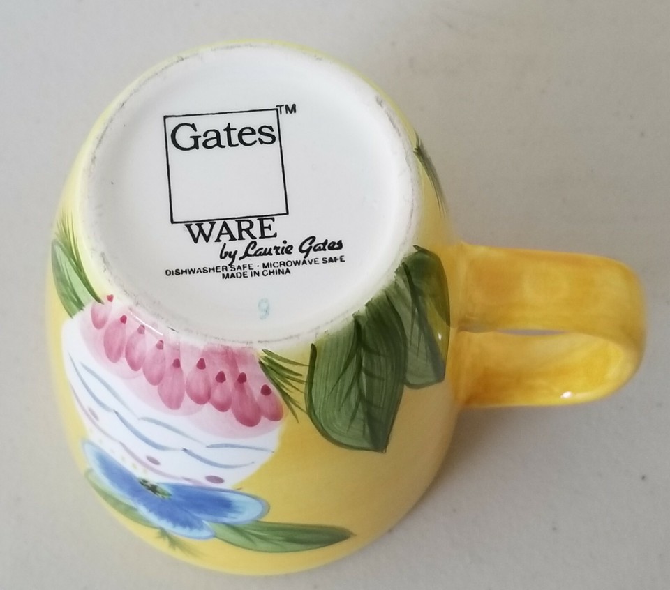 Laurie Gates Gates Ware Bunny Flower Mug and Bowl 2 Sets one Blue one ...