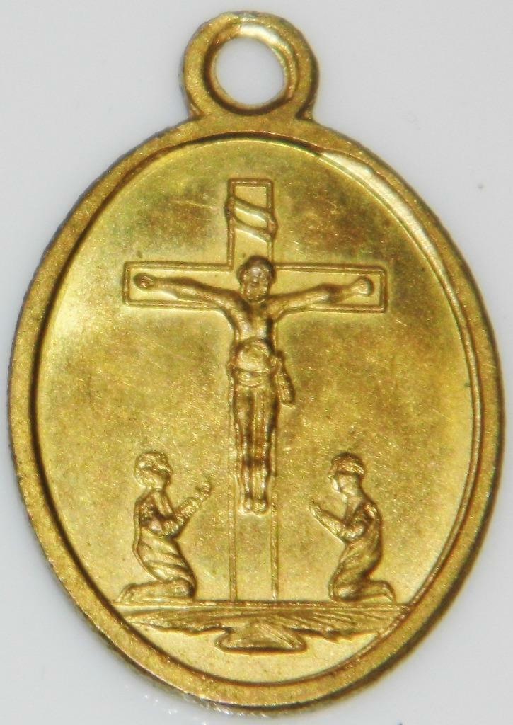 Antique Brass Holy Medal St. John Francis Regis & Crucifixion of Christ ...