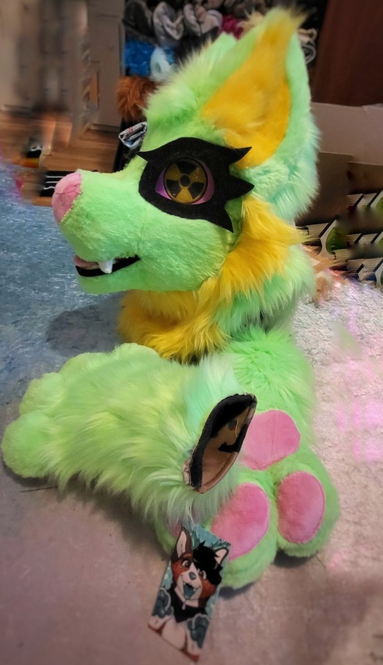 Premade Fursuit Mini Partial~Fursuit Head And Handpaws~toxic Themed ...