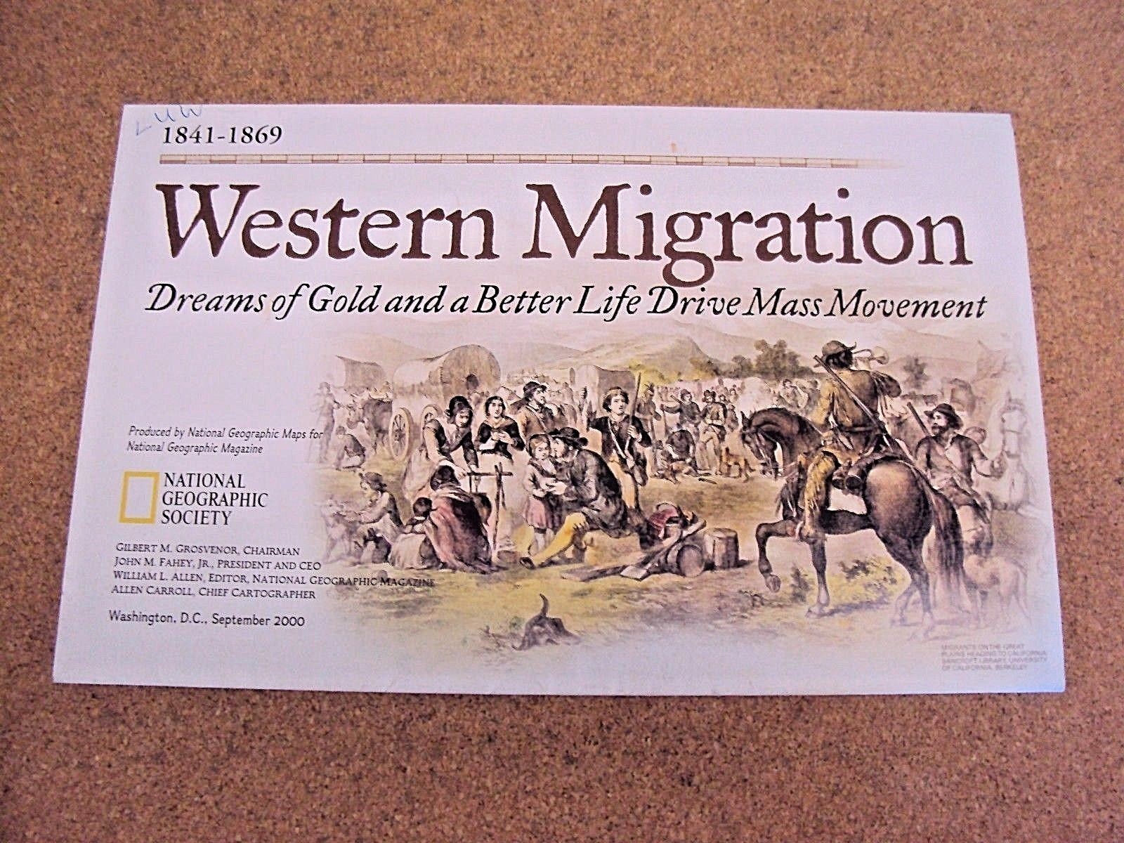 National Geographic September 2000 Wall Map US Western Migration + Pathfinders | eBay