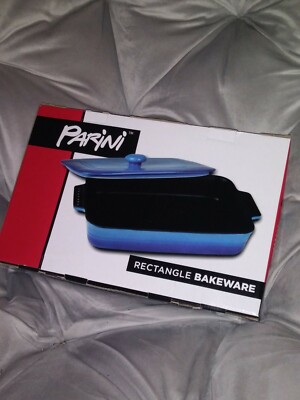 Parini Rectangle Bakeware with Lid Blue Ceramic NIB New Non-Stick ...