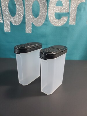 Tupperware Large Spice Container Set of 2 Black Seal Salt Pepper shaker ...