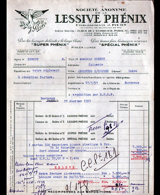 BORDEAUX / PARIS (33 / X°) USINE / LESSIVE Phenix "Ets. J. PICOT ...
