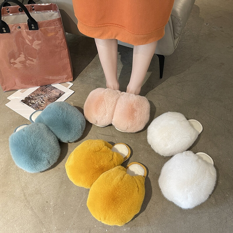 Cute Women\'s Faux Fur Slippers Bunny Slippers Cute Slippers for Women ...