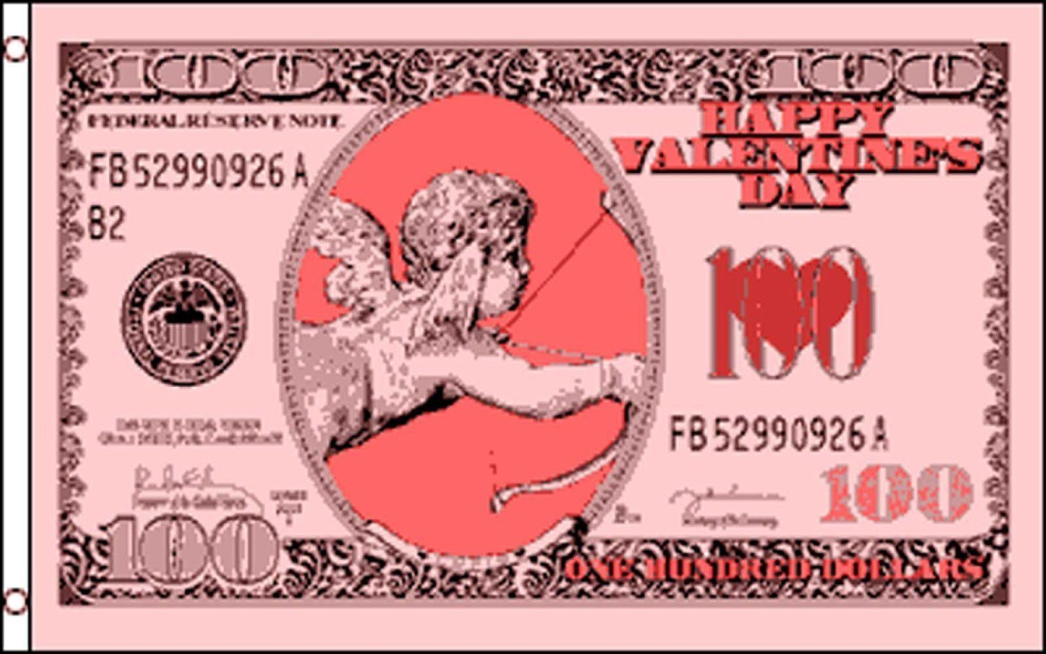 Cupid Money $100 Valentines Day Flag Banner 3' x 5' Polyester Dollar ...