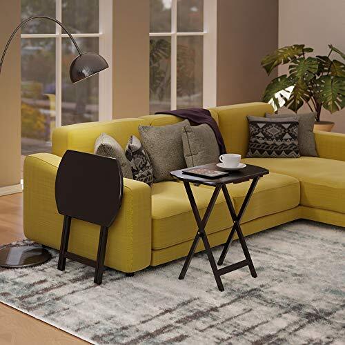 Cade 2 Pc Oversize Snack Table Set Coffee Finish Compact Durable ...