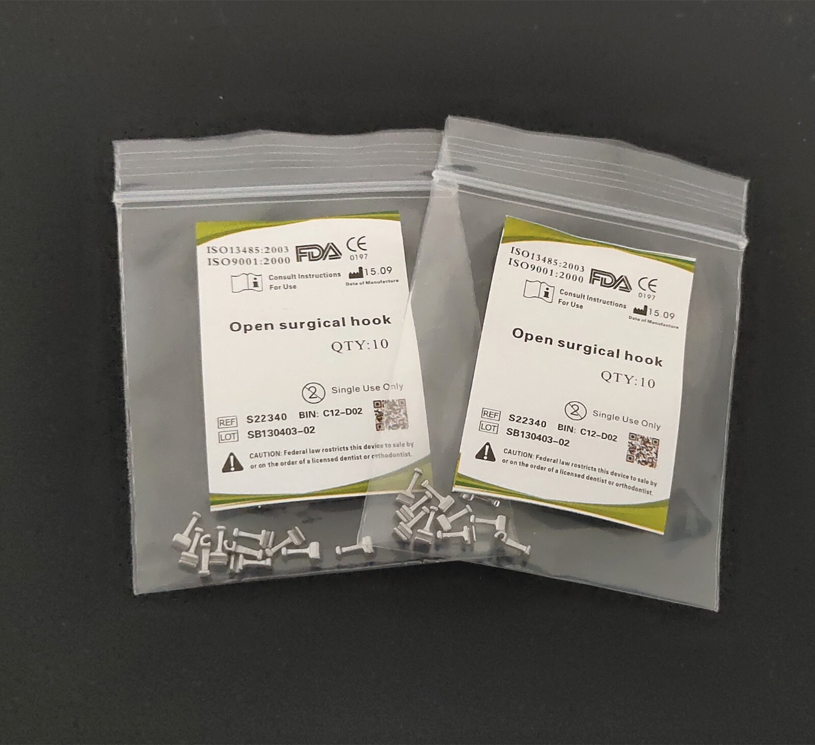 10-100Pcs Crimpable Hook Dental Orthodontics Sliding Open Surgical Long ...