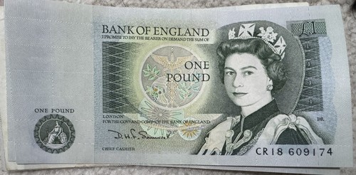 Bank of England £1 Pound Note–Queen Elizabeth II & Sir Isaac Newton ...