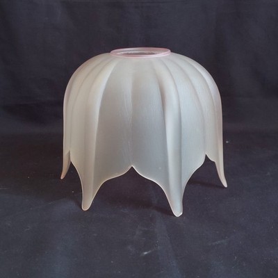 Vintage Fosted Glass Lamp Light Shade Tulip Bell Petal Frilly H 12cm #3 ...
