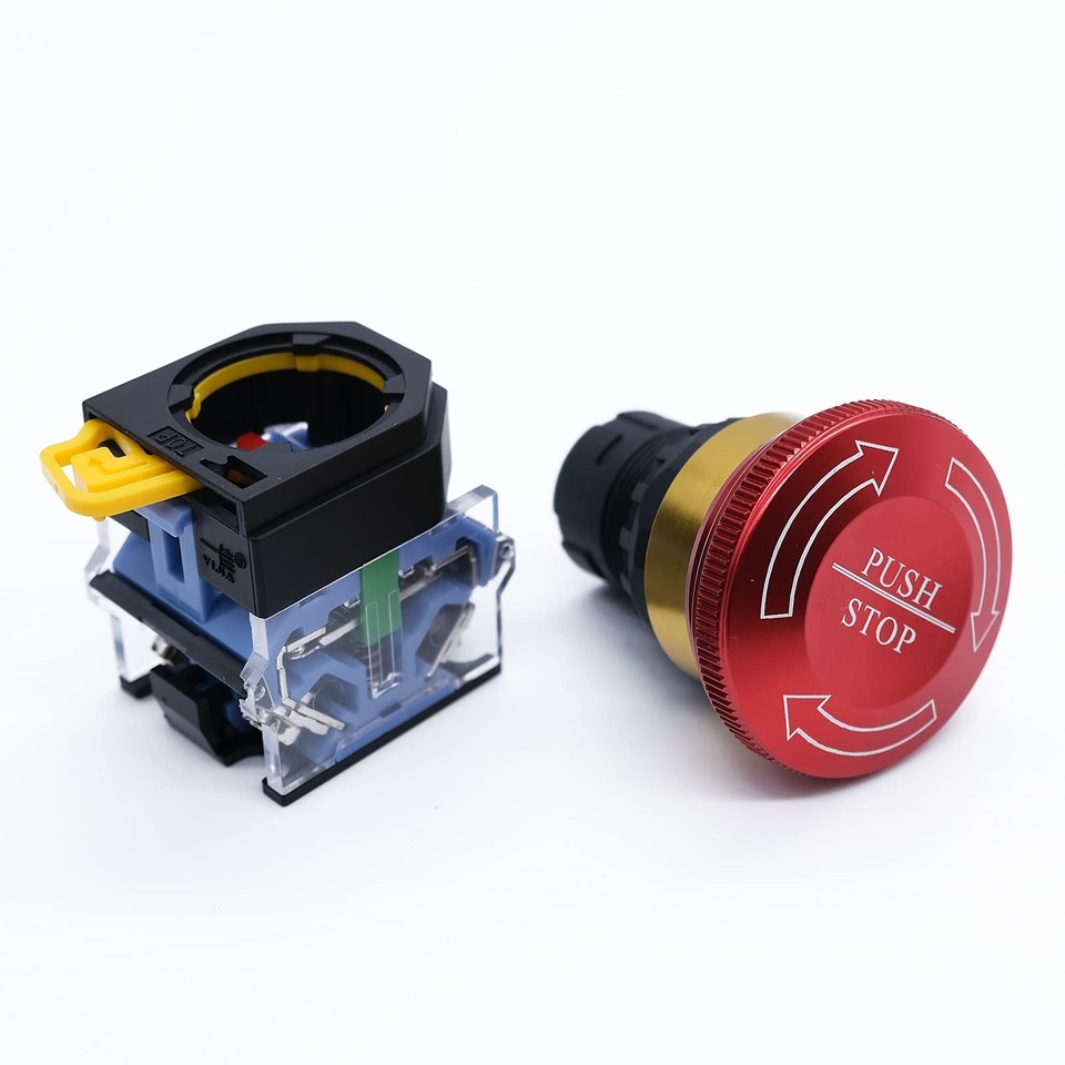 mxuteuk 22mm Metal Latching Emergency Stop Push Button Switch e Stop ...