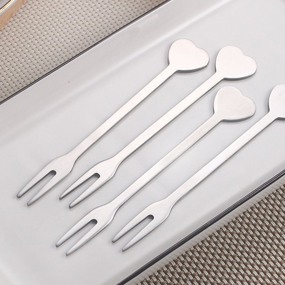 10pcs Heart Fruit Forks Stainless Steel Dessert Forks Creative Cake ...