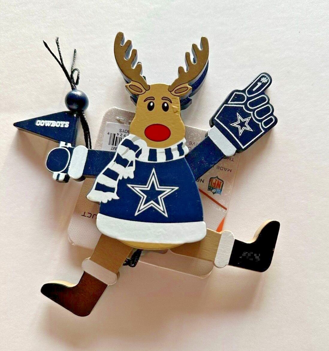 NFL Wooden Cheering Reindeer Christmas Ornament | eBay