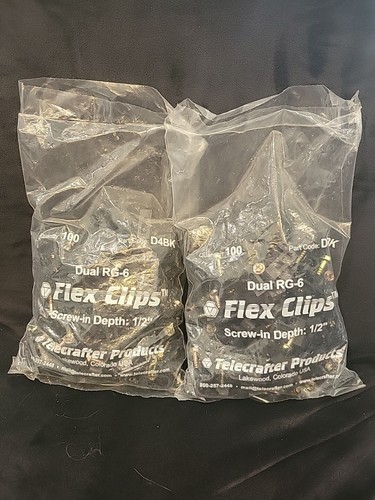 200 Telecrafter D4BK RG6 Dual Coax Flex Clips Black | eBay