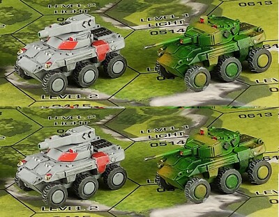 Battletech Alternative - Korobok Armored Car x4 w/ Hex Bases (6mm scale ...
