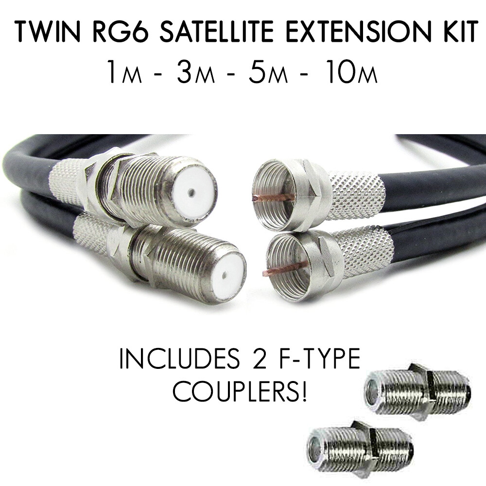 1M 3M 5M Twin RG6 Sky Freesat Satellite Box Extension Cable F-Type ...