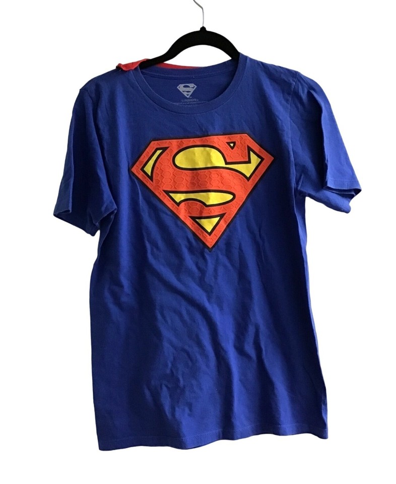 Superman Logo Blue T-Shirt with Red Cape XL 100% Cotton Boys Clothing ...