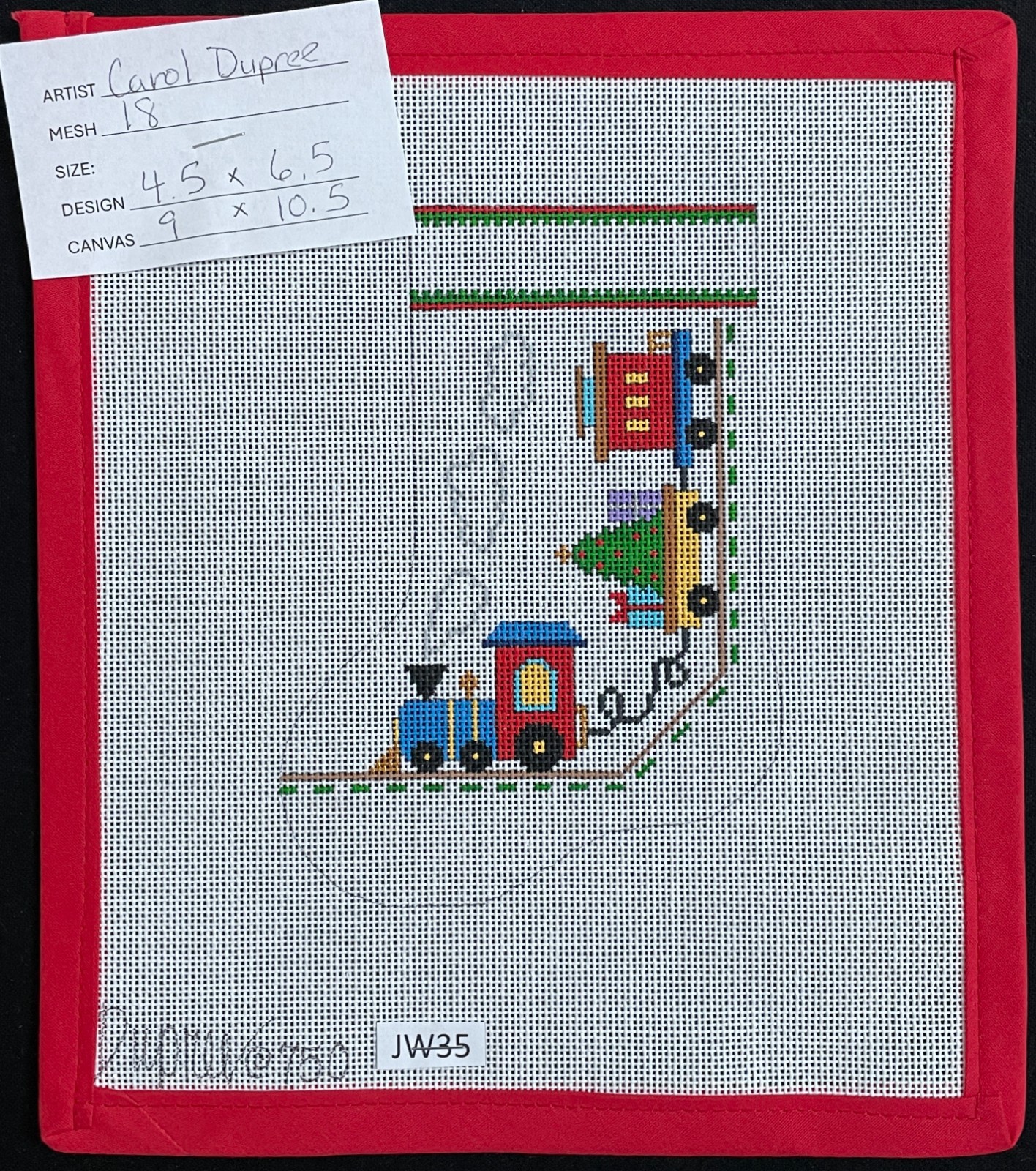HP Needlepoint 18ct CAROL DUPREE Christmas Toy Train Minisock Ornament ...