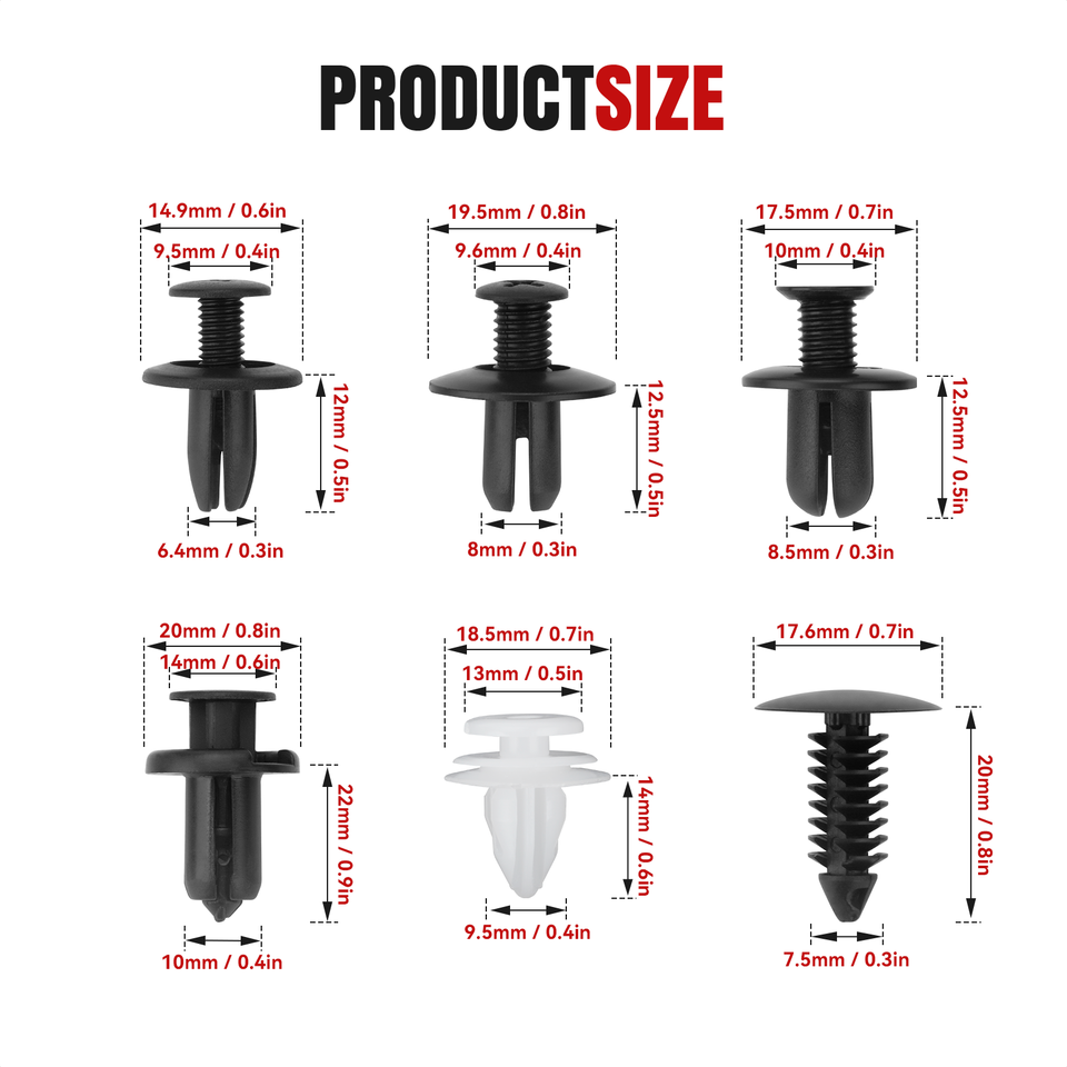 100pcs Universal Car Bumper Body Clips Door Panel Clips Fastener Fender ...