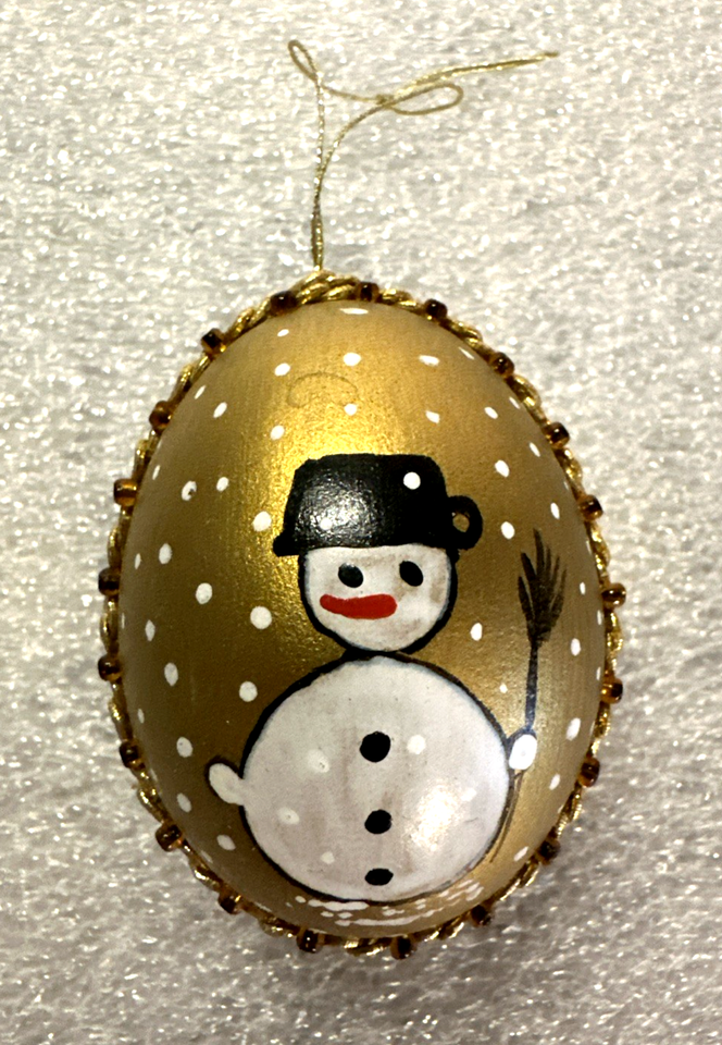 Vintage Egg Shell Christmas Ornament Hand Painted Doubled Sided House ...