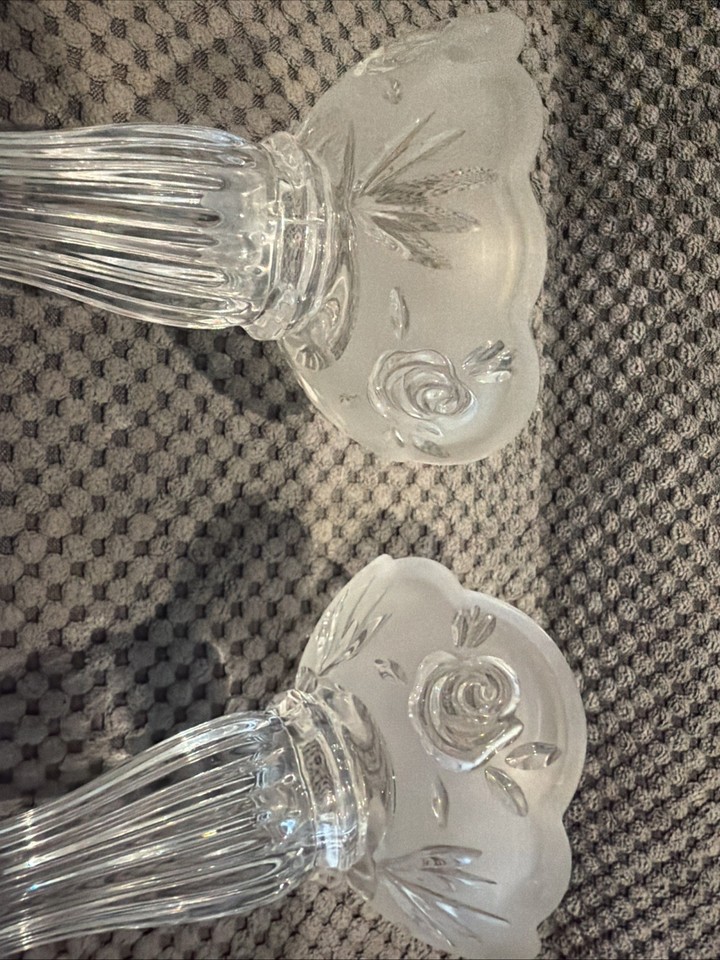 Set Of 2 Beautiful Oneida Southern Garden Lead Crystal Candle Holders 5 ...