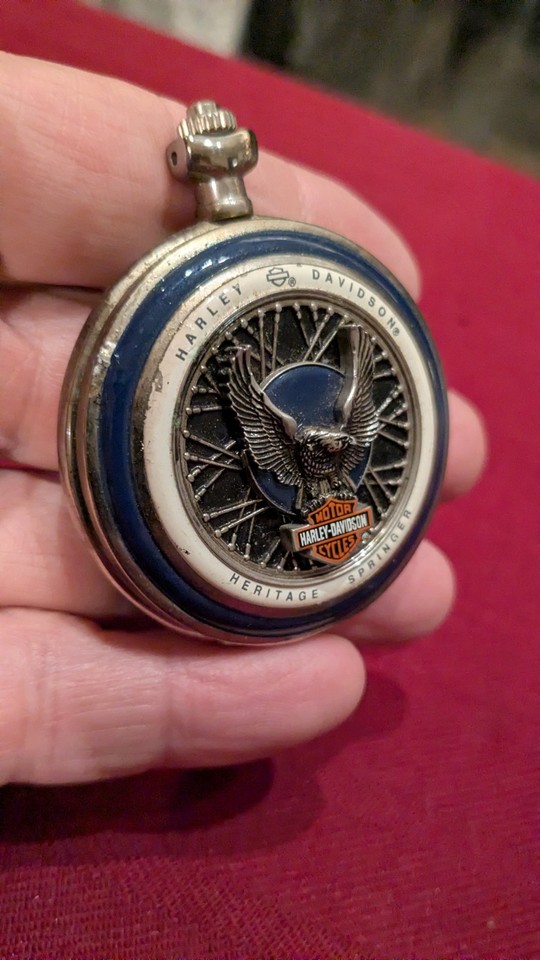 FRANKLIN MINT HARLEY DAVIDSON HERITAGE SPRINGER Watch & Eagle Stand ...