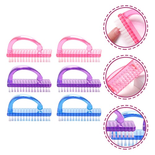 6 Pcs Nail Dust Brush Nail Cleaning Brushes Plastic Fingernail Scrub ...