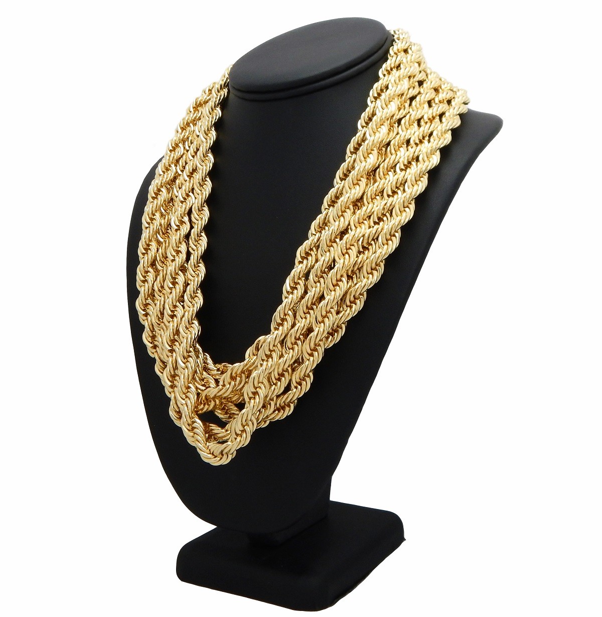 6 Piece 9mm Rope Chain Necklace 20" 22" 24" 26" 30" Gold Finish ...