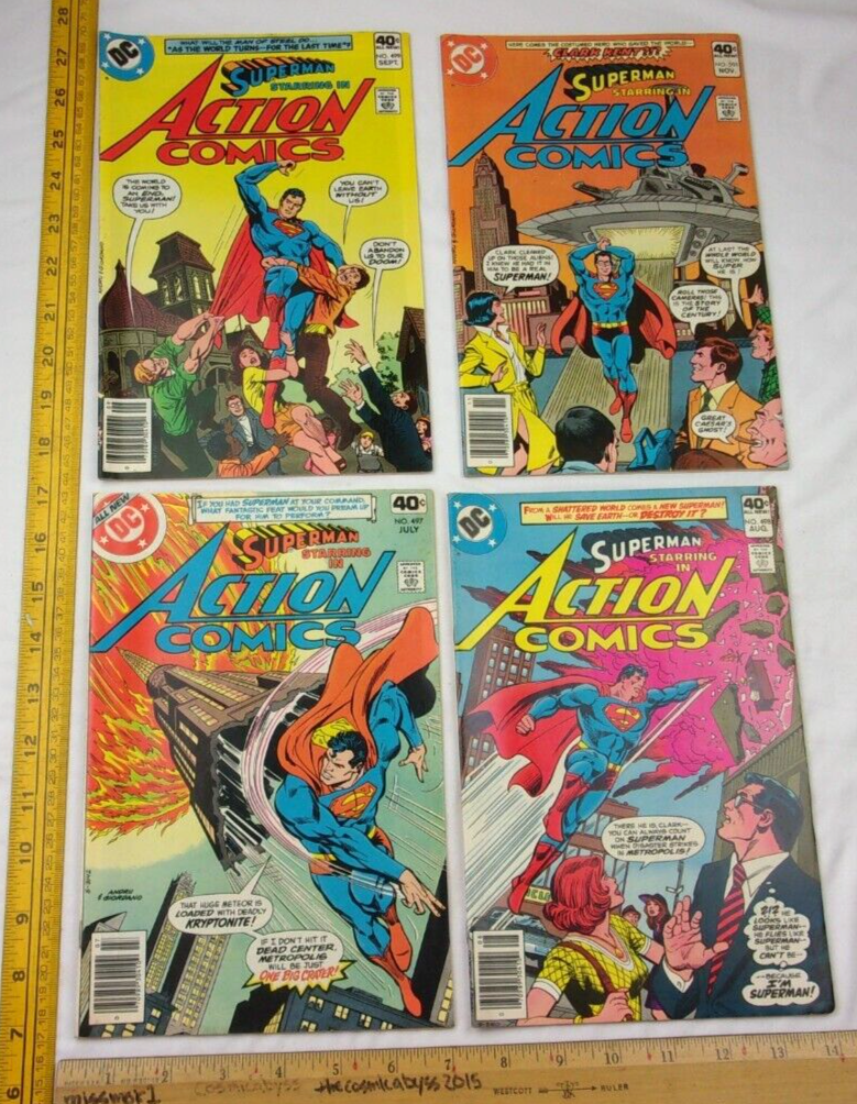 Action Comics 497 498 499 501 comic book lot Superman 1980s F-VF+ Andru ...