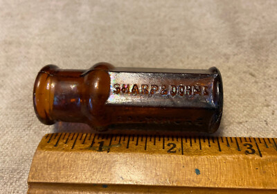 Antique “Baltimore-Sharp & Dohme” Hexigon Brown Glass Miniature ...
