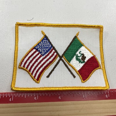 Vtg Crossed Flags USA & MEXICO Patch (American Flag Mexican Flag) M003 ...