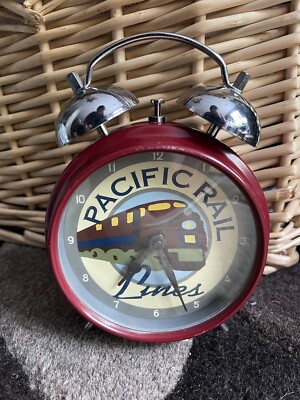 Pacific Rail Lines Alarm Clock Twin Bell Metal Retro Train Look | eBay