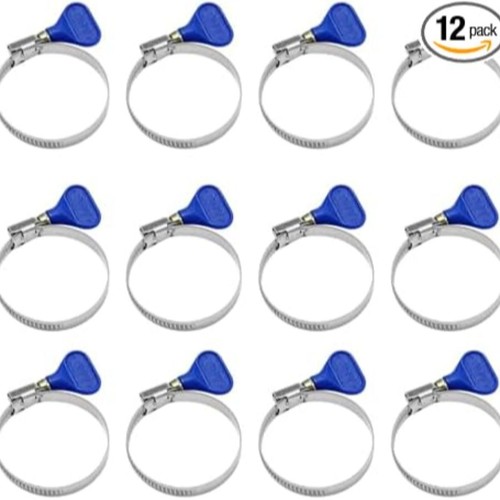 12Pcs Key Hose Clamp Adjustable 1-1/4 to 2 inch/32-50 mm, Thumb Screw ...