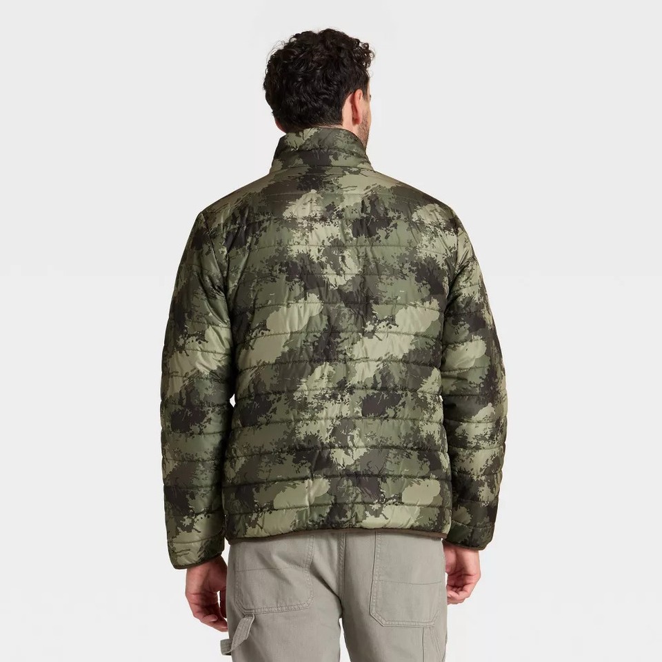 Men's Lightweight Puffer Jacket - Goodfellow & Co Camo Green M | eBay