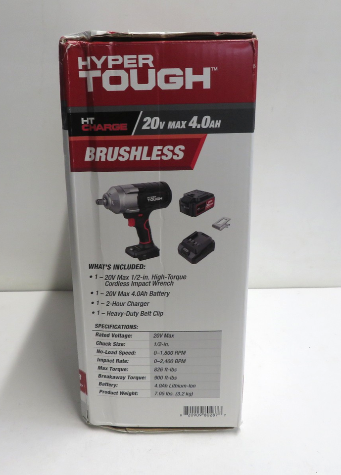 Hyper Tough 20V Max Brushless 1/2-inch High-Torque Cordless Impact ...