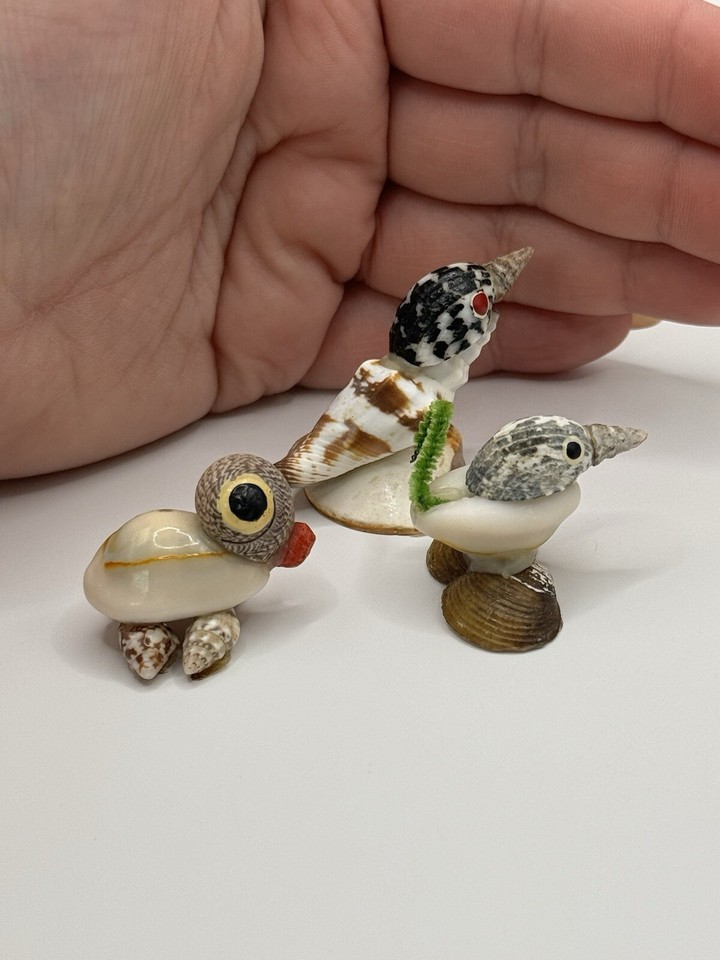 Vintage Mini Sea Shell Bird Seagull Figurine Beach Trinket Miniature ...