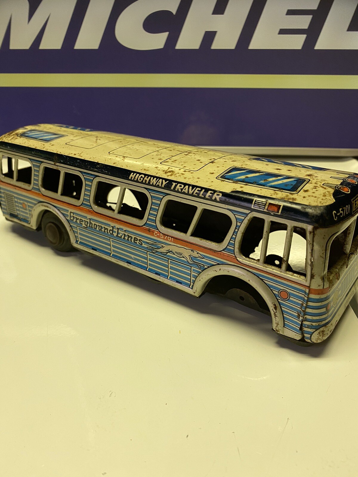 Lot of 2 Tin Litho Friction Greyhound Buses 50s World Fair / 60s ...