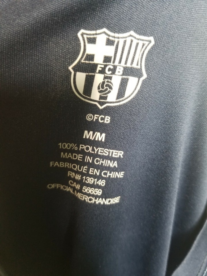 Mens M FC Barcelona FCB Logo Soccer Jersey Shirt Blue Sewn Logo ...