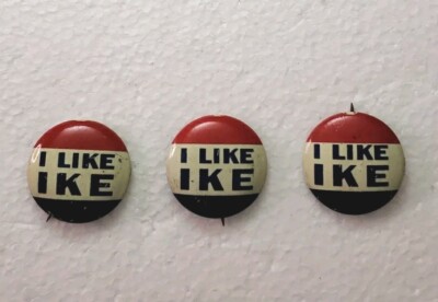 1952 "I LIKE IKE" 7/8” Pin Button Eisenhower (3 Pieces) | eBay