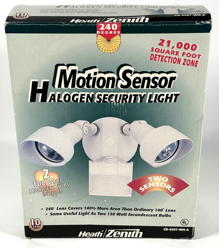Heath Zenith 2-Head Motion Sensor Halogen Security Light 200W White (CB ...