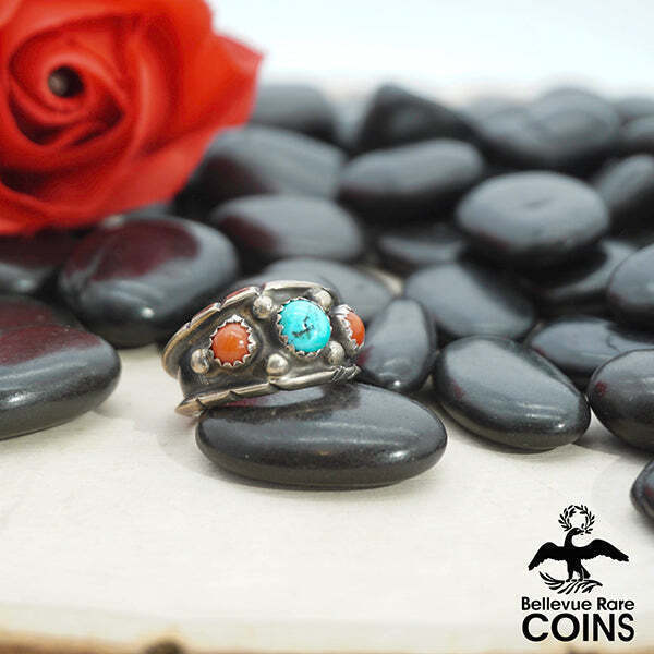 Milton Lasiloo Native Zuni Sterling Silver Turquoise, Red Coral ...