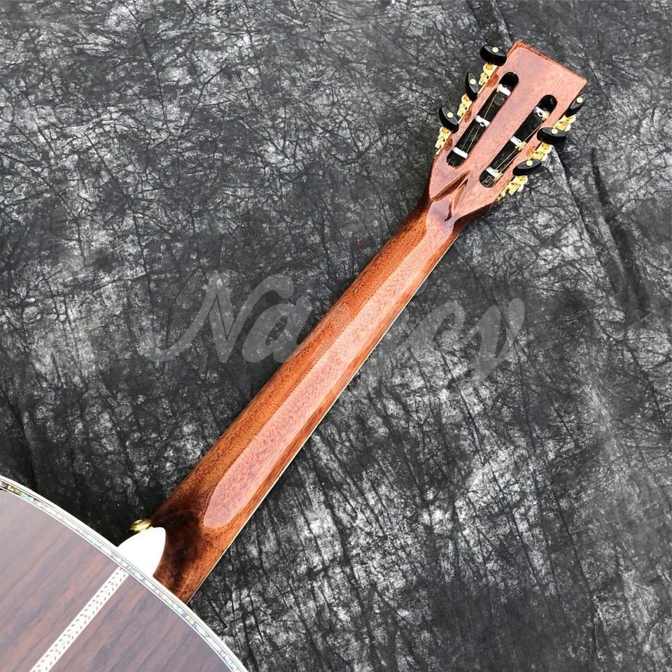 Custom 40 Inch OM Type Solid Spruce Acoustic Guitar Abalone Ebony ...